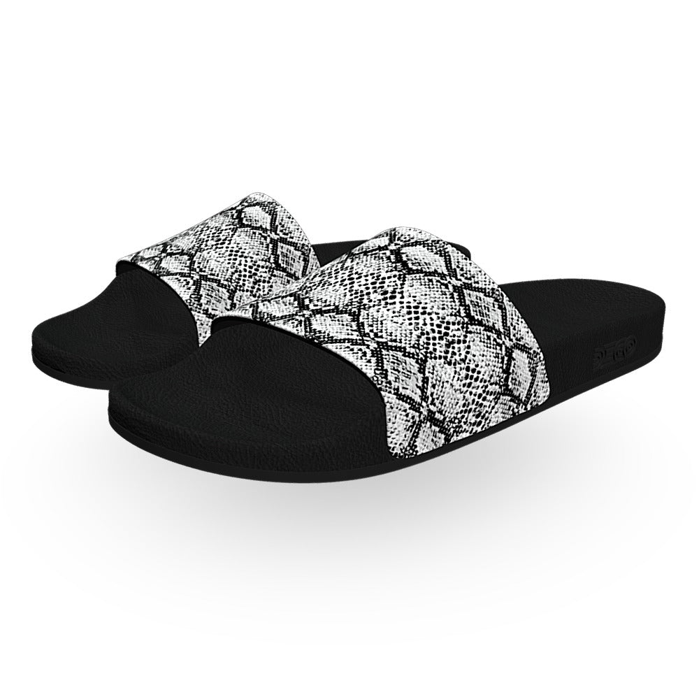 Black Snakeskin Print Slide Sandals | Deco Slides