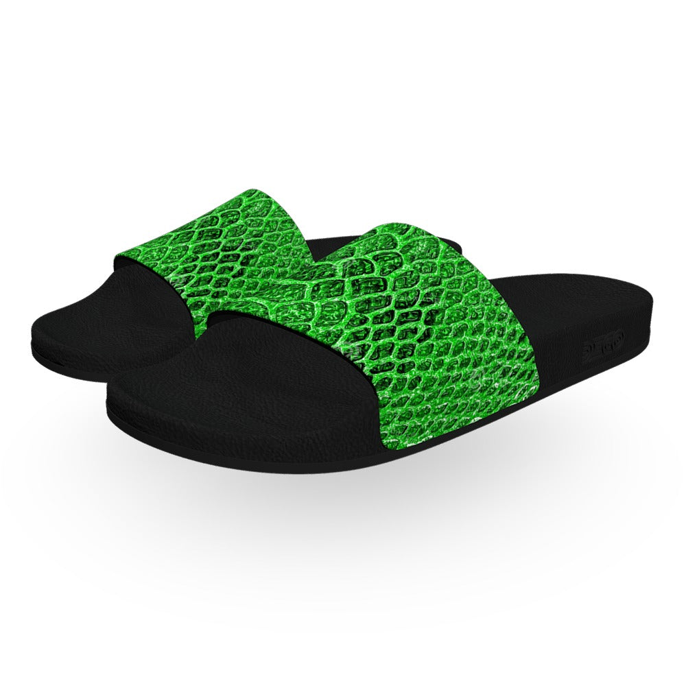 Green Snake Skin Slide Sandals & Deco Slides