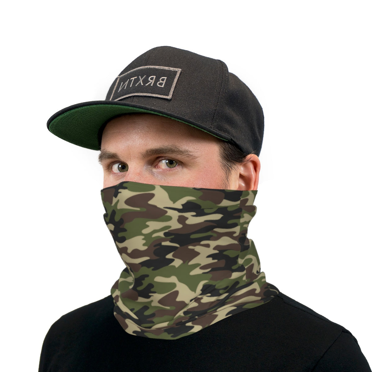Classic Woodland Camouflage Neck Gaiter Face Mask & Deco Slides