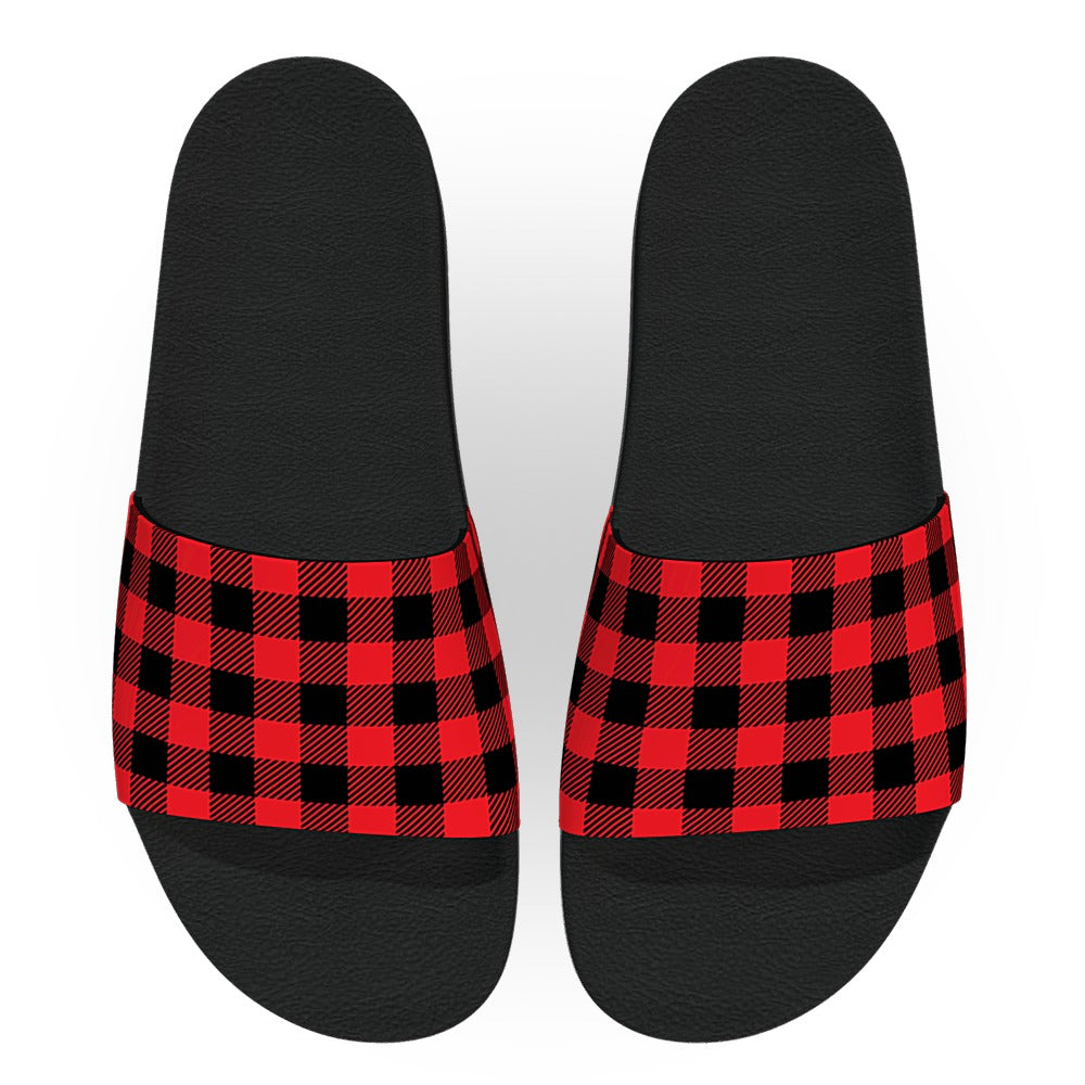 Black and Red Checkered Slide Sandals & Deco Slides