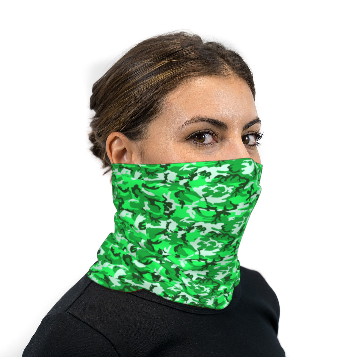 Lime Green ERDL Camouflage Neck Gaiter Face Mask & Deco Slides