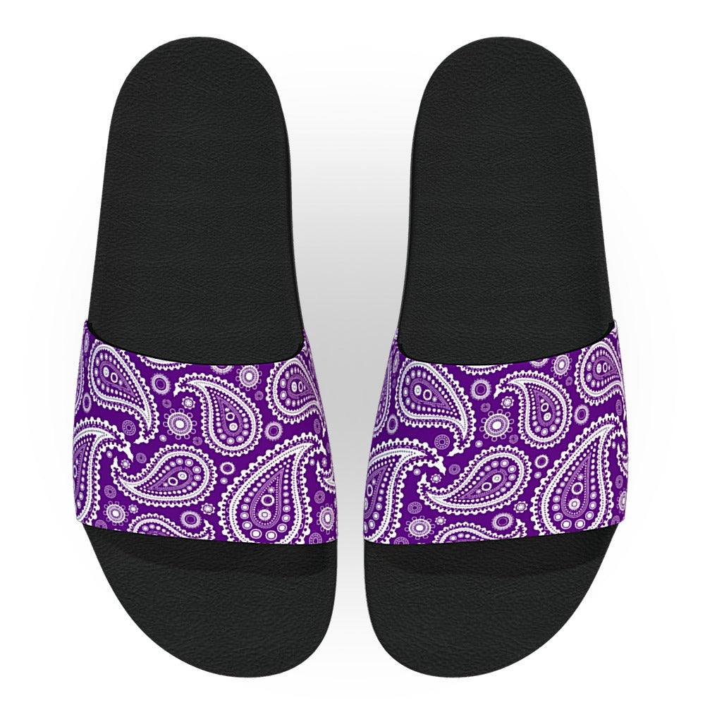 Purple and White Bandana Slide Sandals & Deco Slides