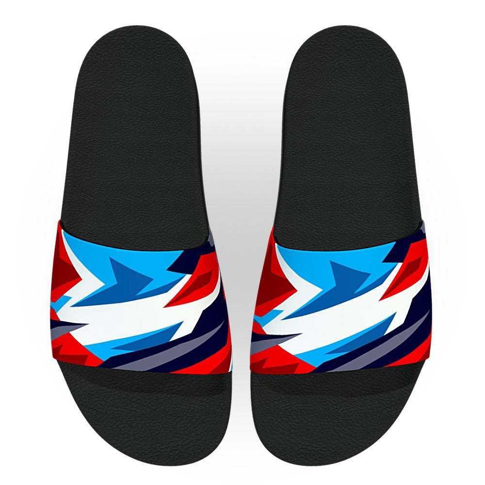 Speedy Red White and Blue Slide Sandals & Deco Slides