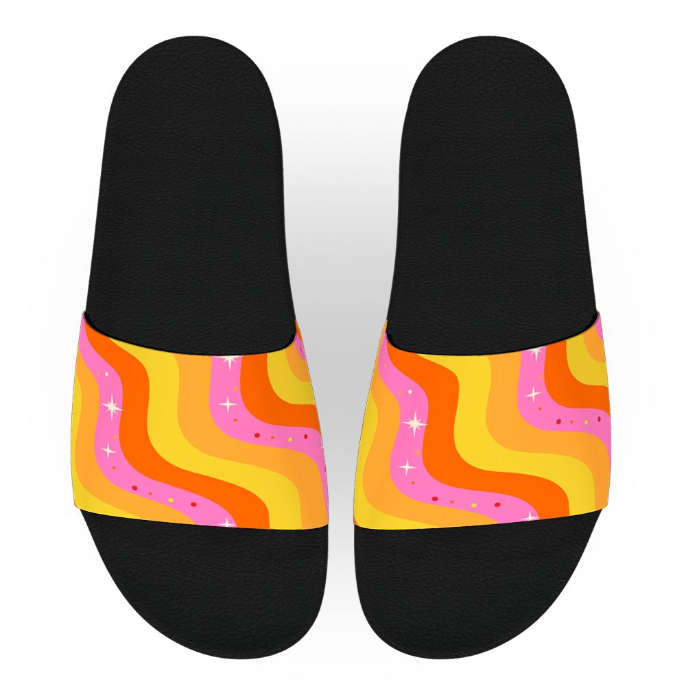 Retro Pink, Yellow, and Orange Slide Sandals & Deco Slides